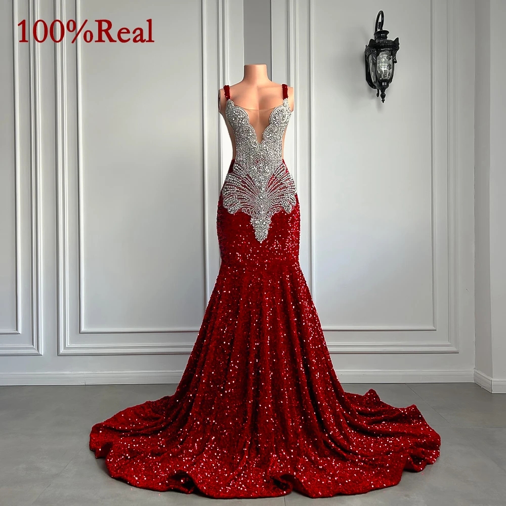 Gorgeous Long Prom Dresses 2024 Mermaid Style Luxury Sparkly Silver ...
